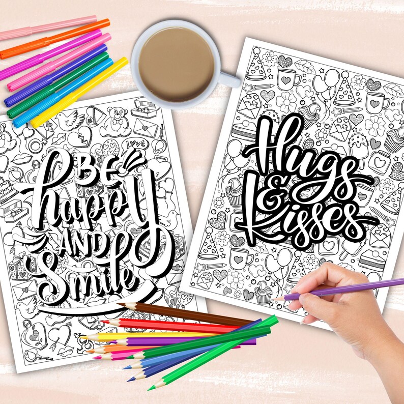 Valentine's Day Quotes Coloring Book, Love Quotes Coloring Book ...