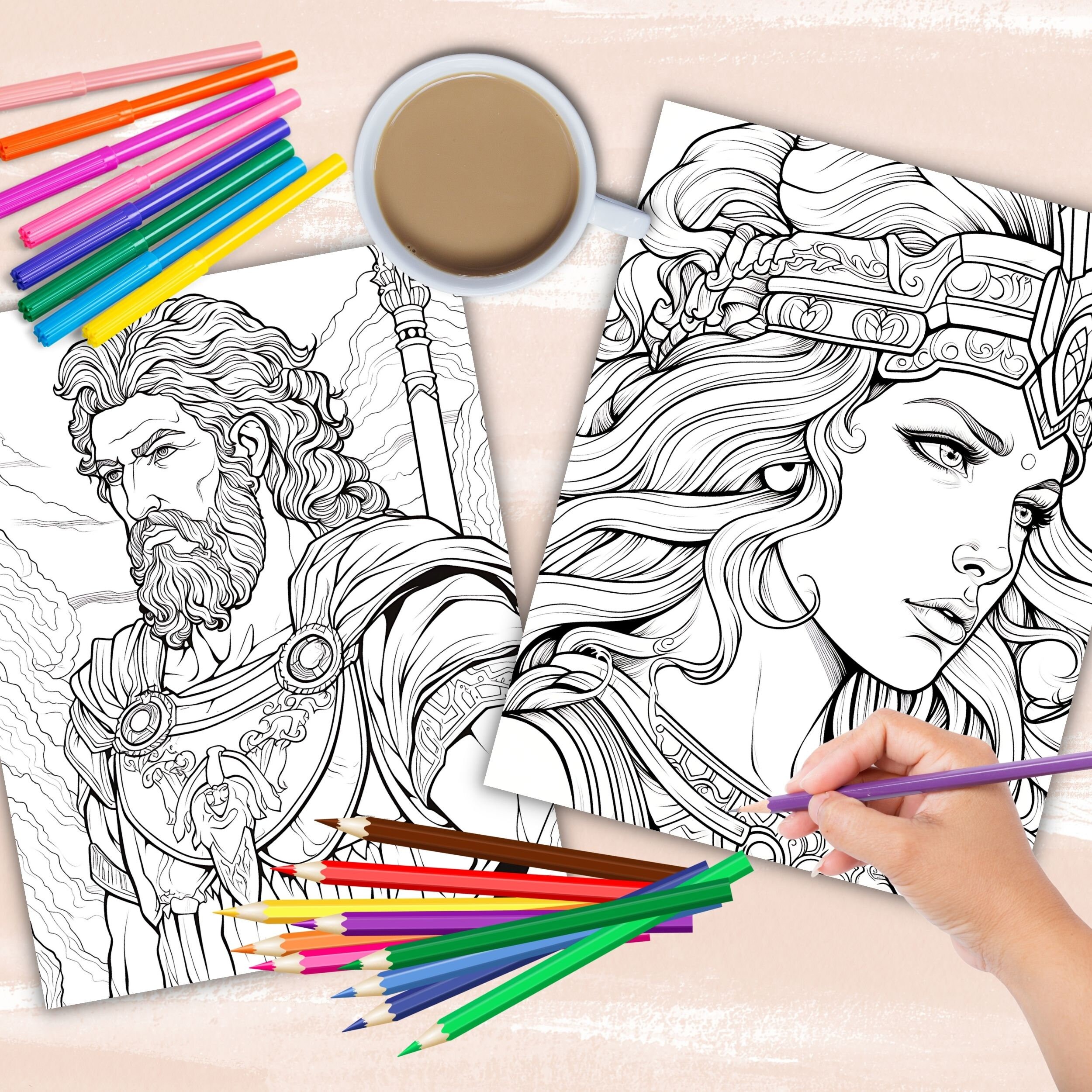 Greek Mythology Coloring Pages, Greek God Coloring Book, Printable ...