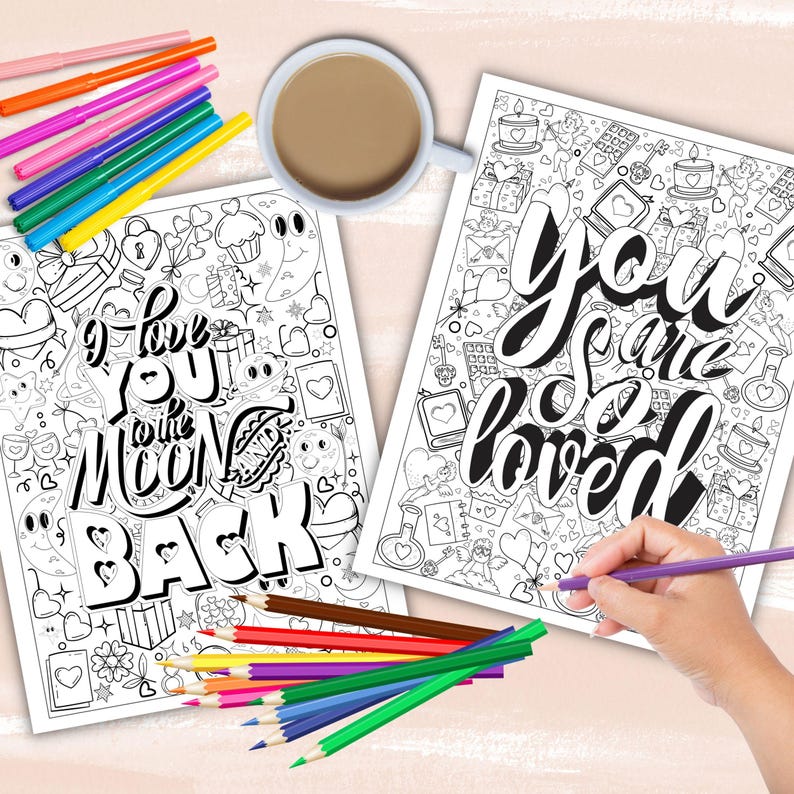 Valentine's Day Quotes Coloring Book, Love Quotes Coloring Book ...
