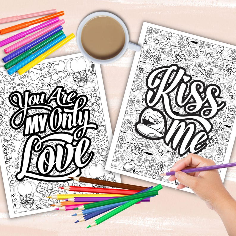 Valentine's Day Quotes Coloring Book, Love Quotes Coloring Book ...