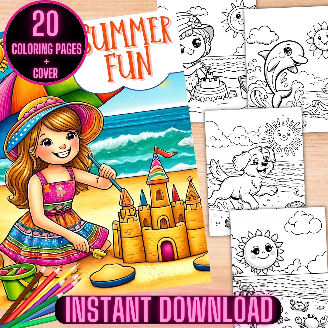 Summer Fun Coloring Book, Summer Coloring Book for Kids, Printable ...