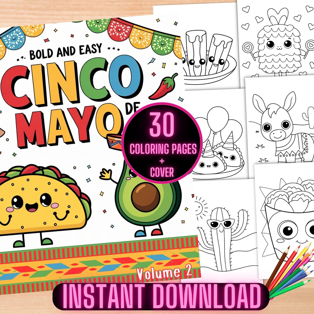 Cinco De Mayo Coloring Book, Bold & Easy Spanish Holiday Coloring ...