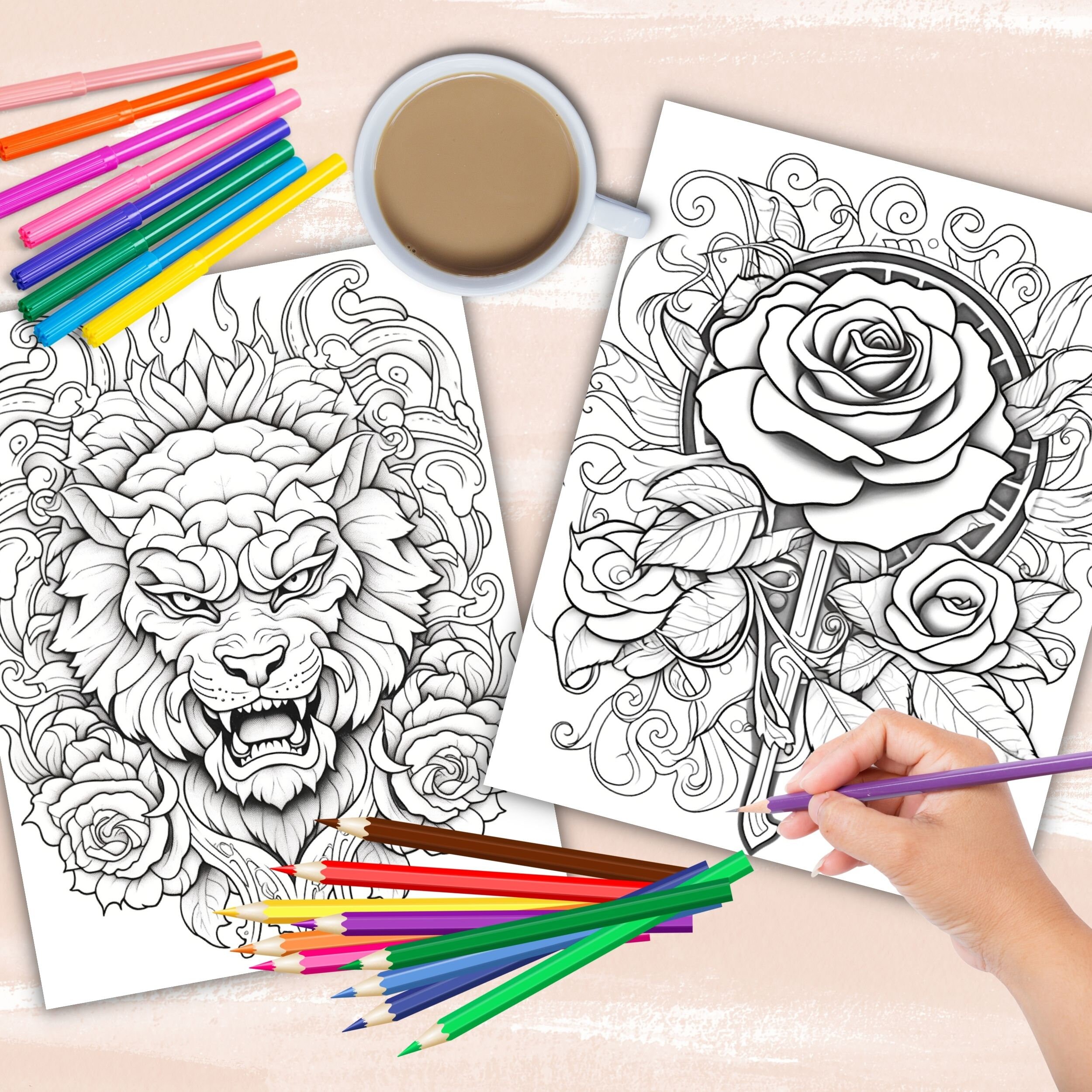 Tattoo Art Coloring Book, Tattoo Illustrations Coloring Book, Cool Body ...