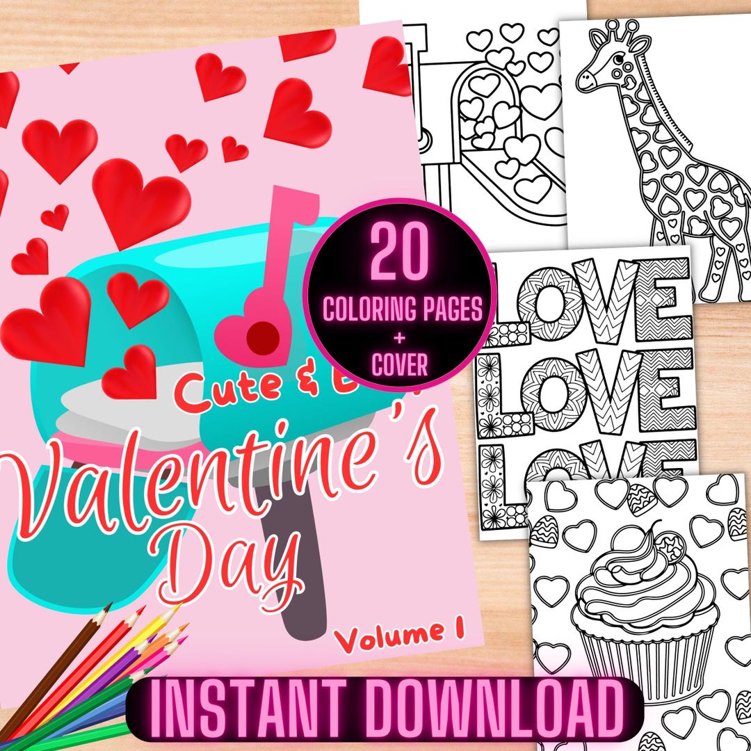 Valentines Day Coloring Book, Bold Easy Valentine Coloring Pages for ...