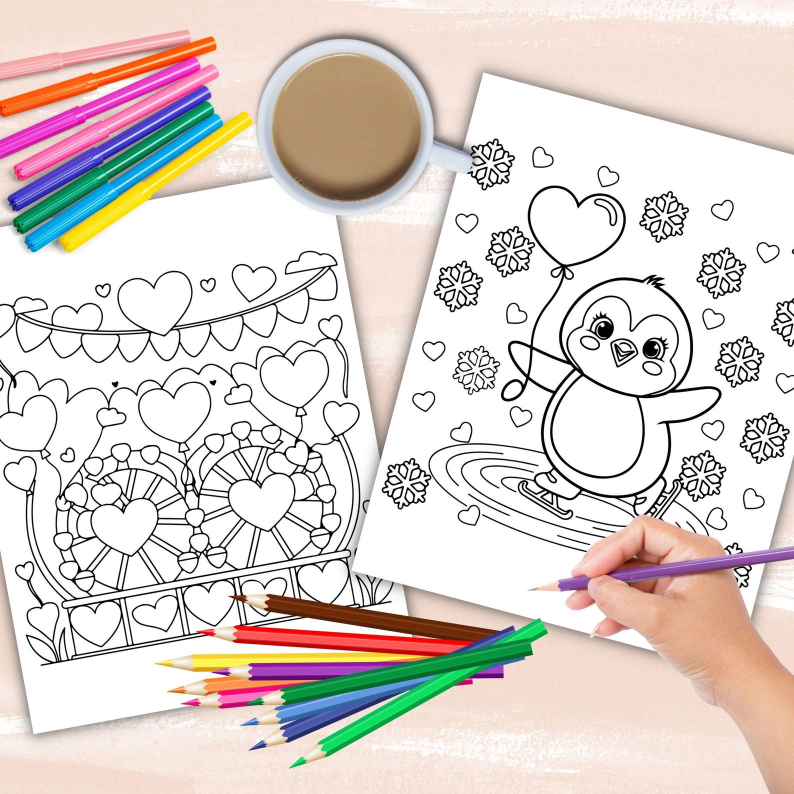 Valentines Day Coloring Book, Bold Easy Valentine Coloring Pages for ...