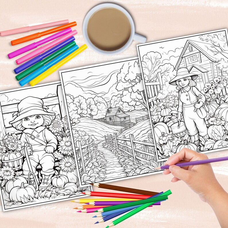 Fall Coloring Book, Autumn Charm Coloring Book, Thanksgiving Coloring ...