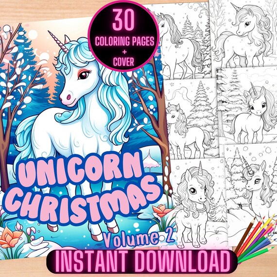 Winter Unicorn Coloring Pages