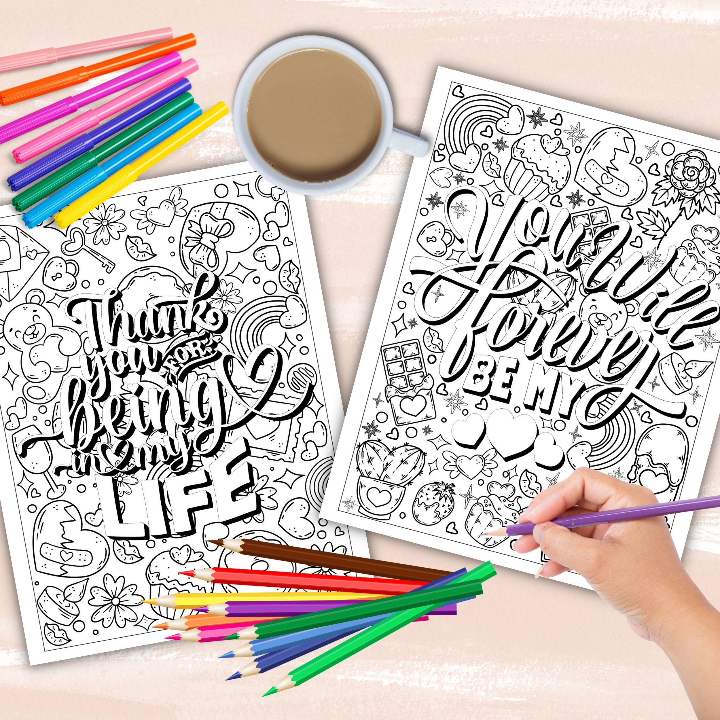 Valentine's Day Quotes Coloring Book, Love Quotes Coloring Book ...