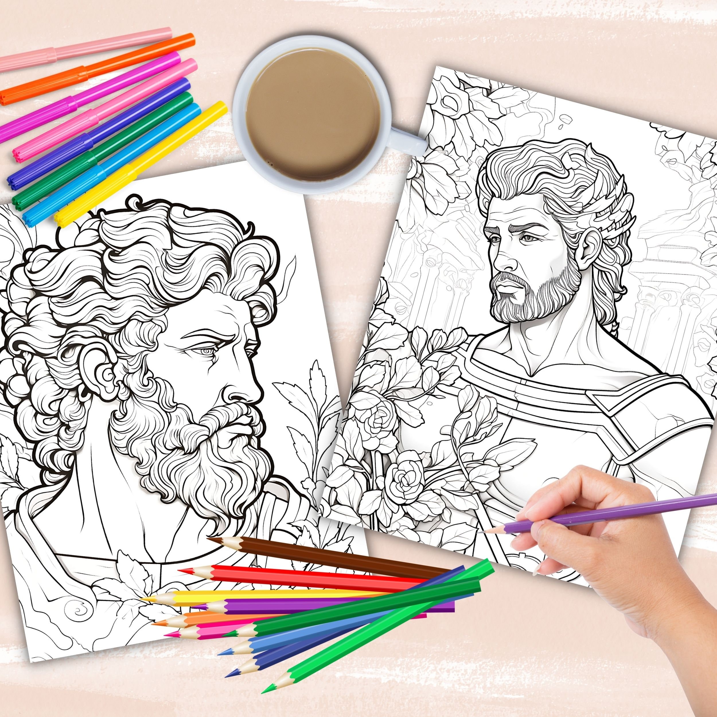 Greek Mythology Coloring Pages, Greek God Coloring Book, Printable ...