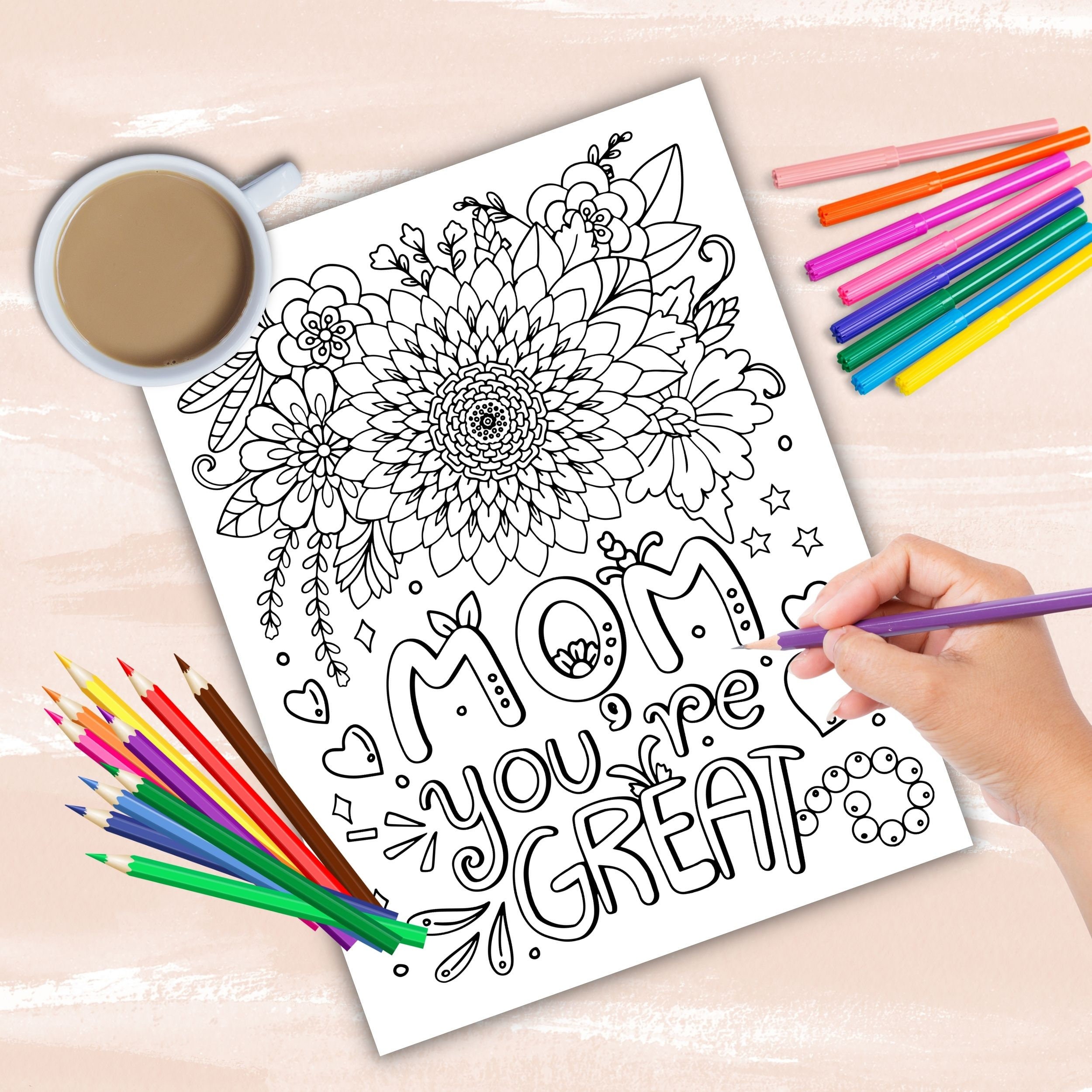 Happy Mother's Day Coloring Book, Motherhood Coloring Pages for Mom ...