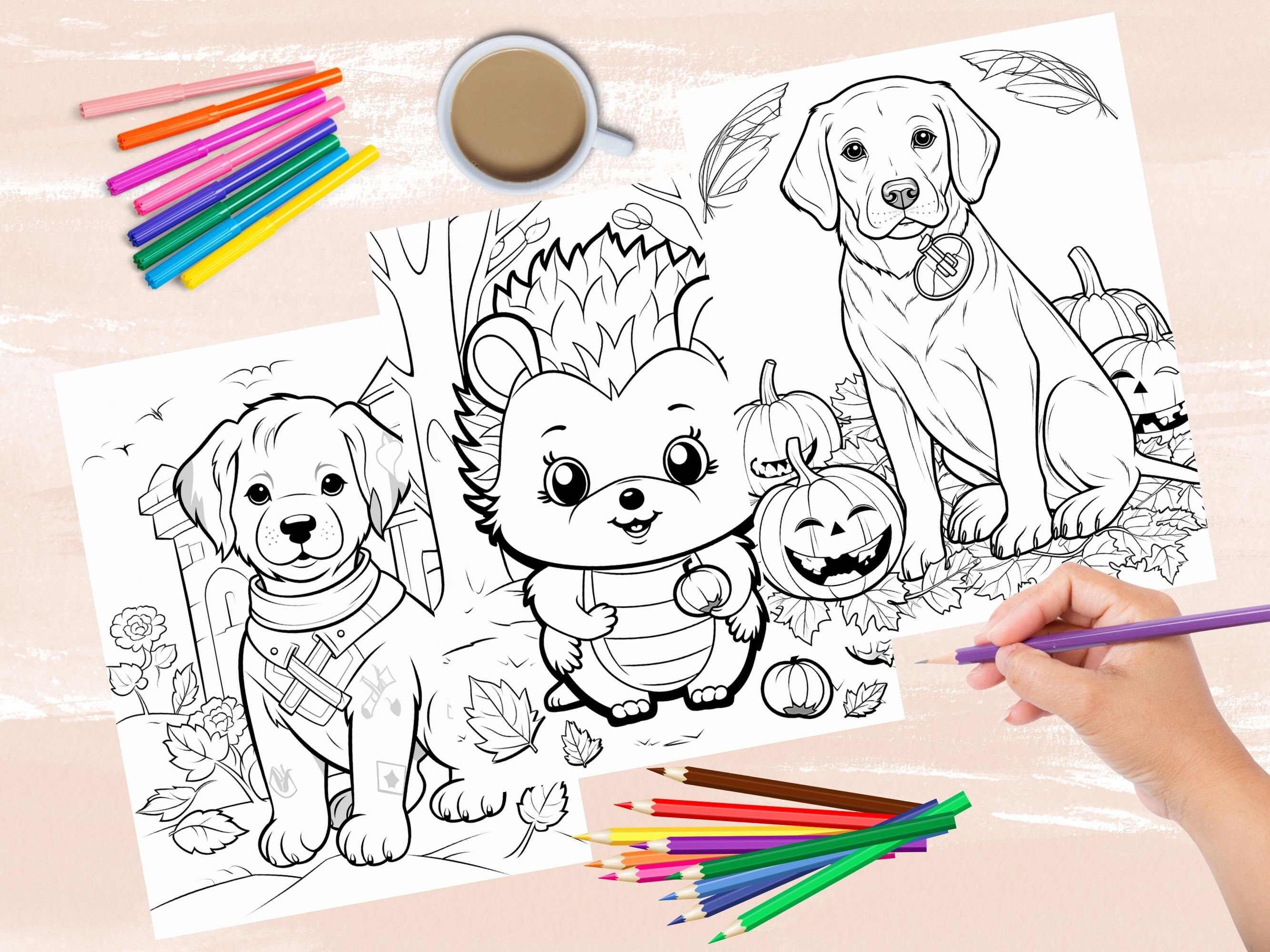 Cute Autumn Critters Coloring Book Animal Coloring Pages - Etsy