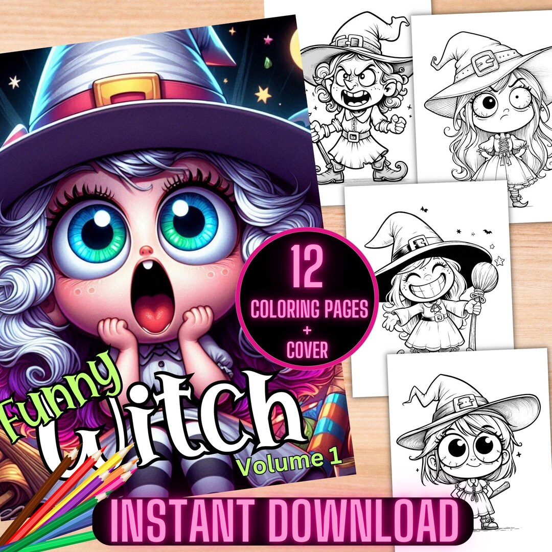 Funny Witch Coloring Book, Funny Halloween Coloring Pages for Kids ...