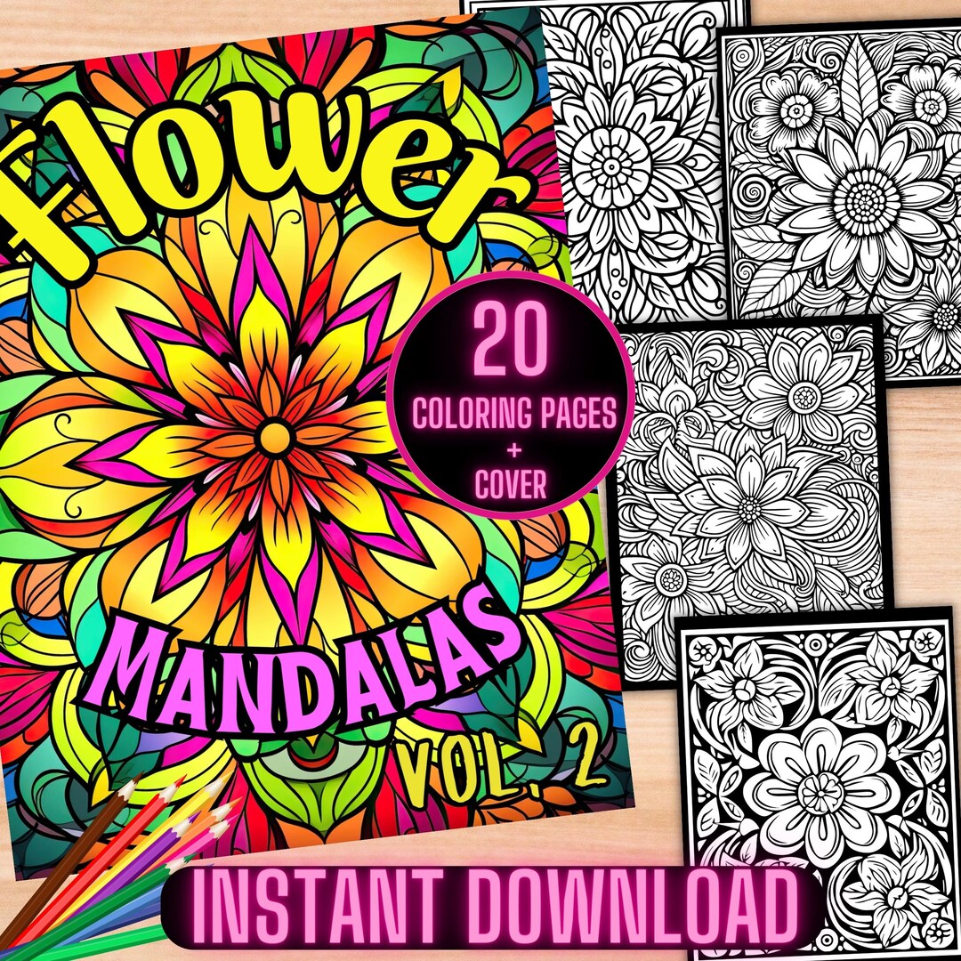 Flower Mandalas Coloring Book Floral Coloring Pages Botanical
