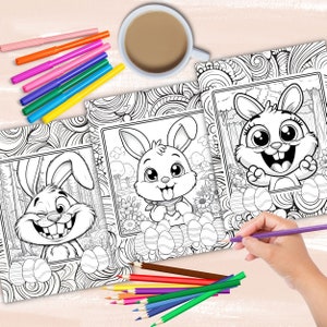 Easter Bunny Fun Coloring Pages, Funny Easter Bunny Coloring Book, Cute ...
