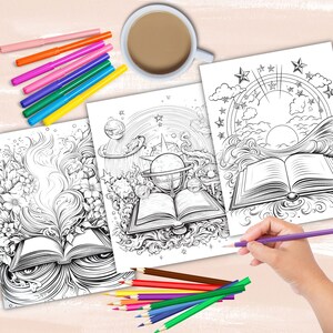 Spells and Grimoires Coloring Pages, Open Magic Book Coloring Book ...