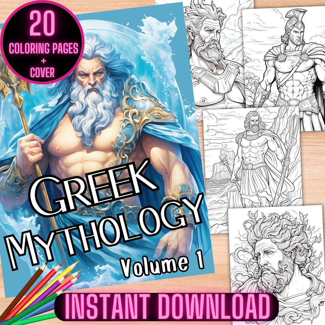 Greek Mythology Coloring Pages, Greek God Coloring Book, Printable ...