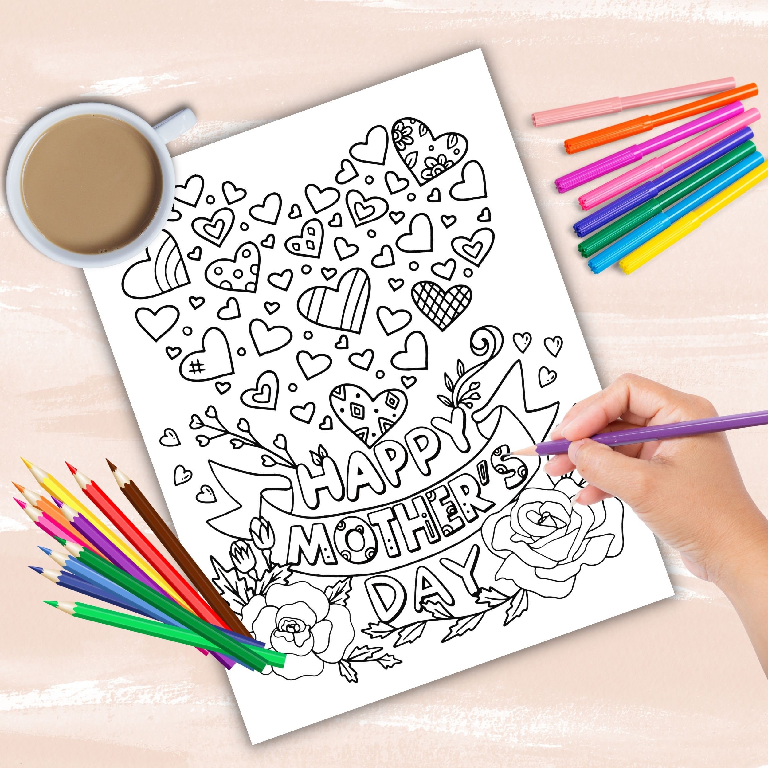 Happy Mother's Day Coloring Book, Motherhood Coloring Pages for Mom ...