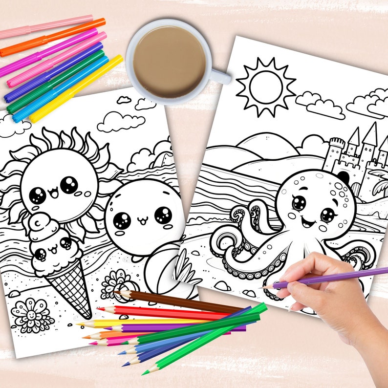 Summer Fun Coloring Book, Summer Coloring Book for Kids, Printable ...