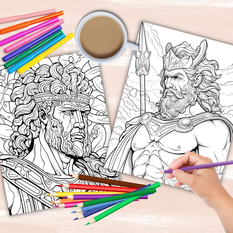 Greek Mythology Coloring Pages, Greek God Coloring Book, Printable ...