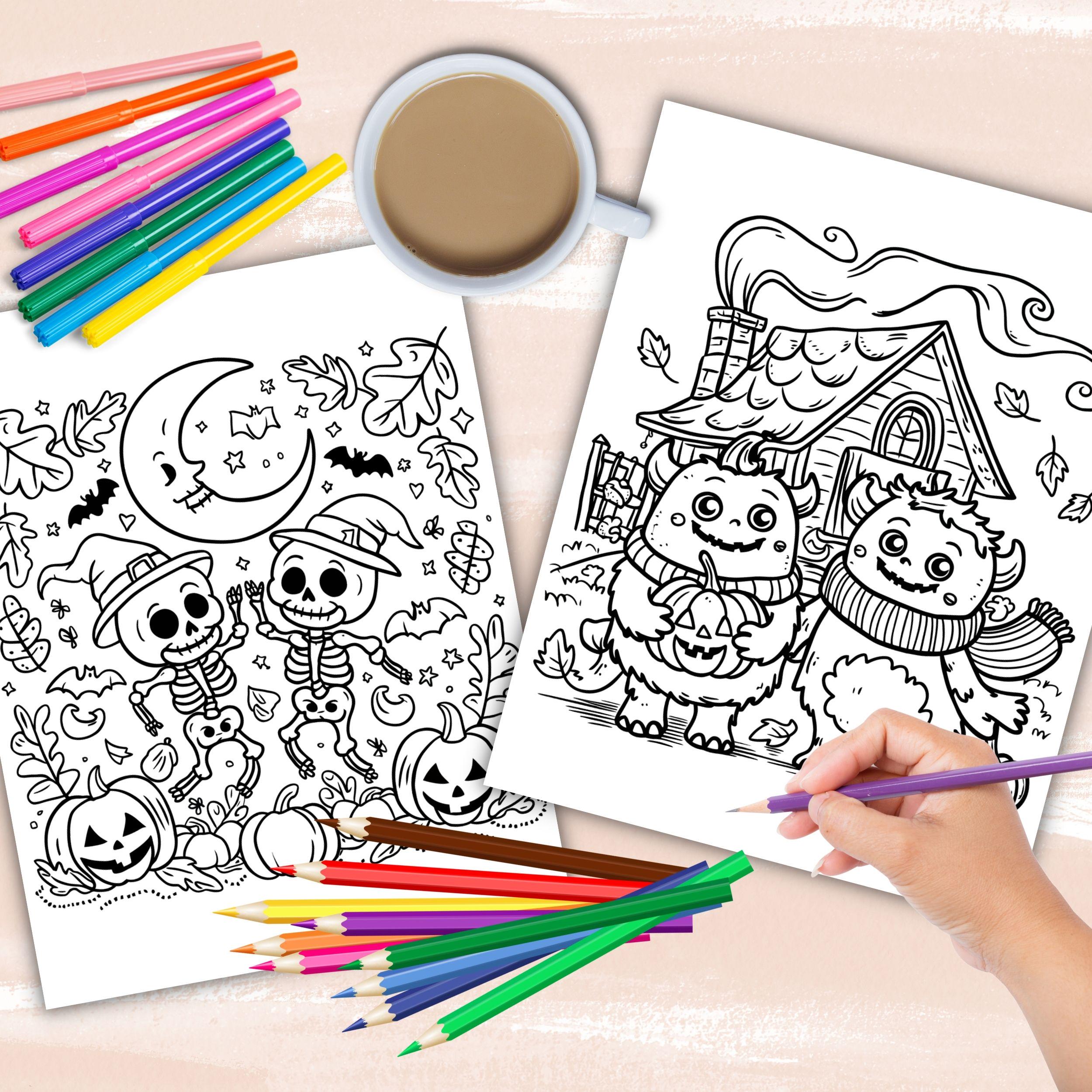 Easy Halloween Coloring Book for Kids, Large Print Halloween Coloring ...
