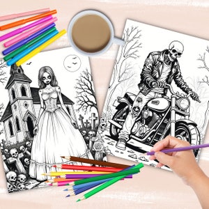 Zombies Coloring Book, Zombie Halloween Coloring Pages, Digital ...