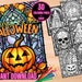 Stained Glass Halloween Coloring Book Grayscale Halloween - Etsy