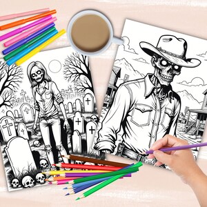 Zombies Coloring Book, Zombie Halloween Coloring Pages, Digital ...