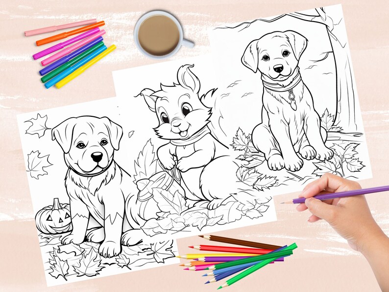 Cute Autumn Critters Coloring Book Animal Coloring Pages - Etsy