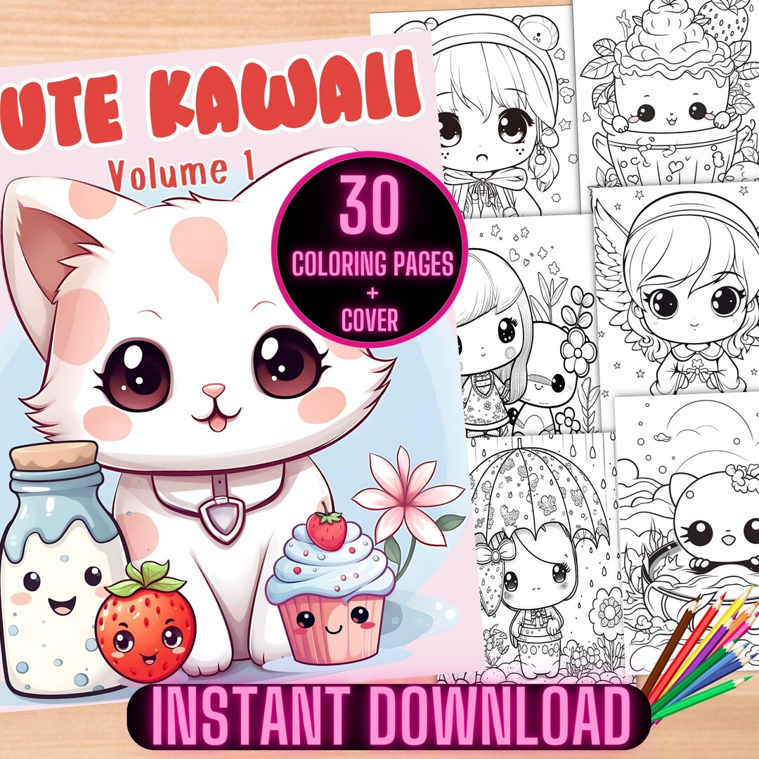 Cute Kawaii Coloring Pages, Kawaii Animal Coloring Book, Kawaii ...