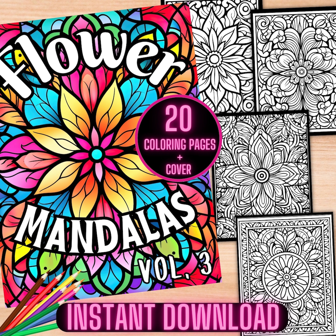 Flower Mandalas Coloring Book, Floral Coloring Pages, Botanical ...