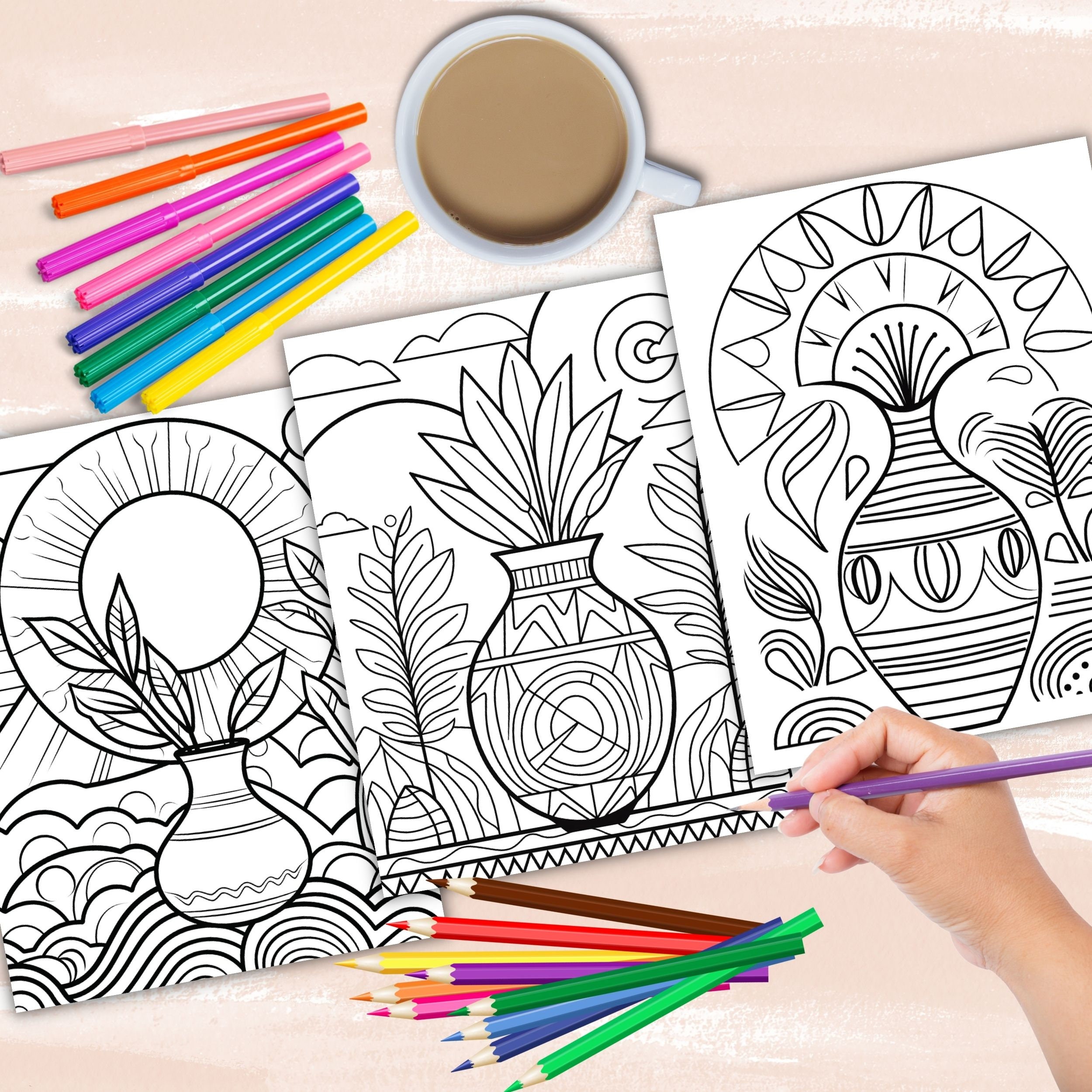 Minimalist Boho Coloring Pages, Bohemian Minimalist Coloring Sheets ...