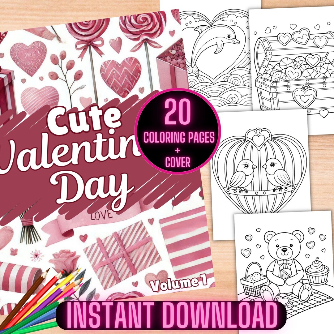 Valentines Day Coloring Book, Bold Easy Valentine Hearts Coloring Pages ...