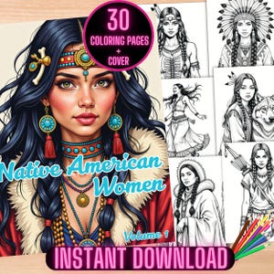 Native American Women Coloring Book, American Indian Coloring Book ...
