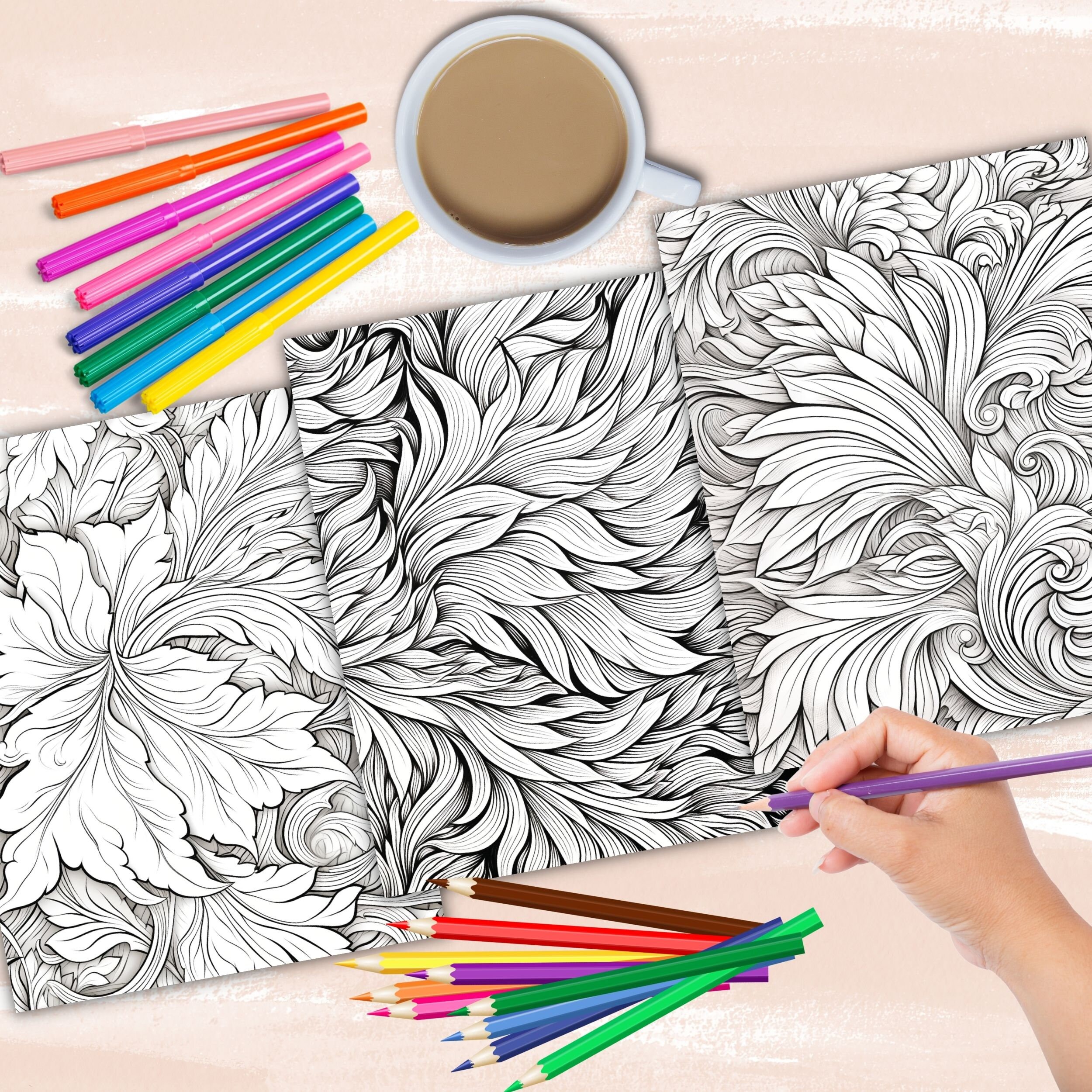 Zentangle Flowers Coloring Book, Floral Coloring Pages, Botanical ...