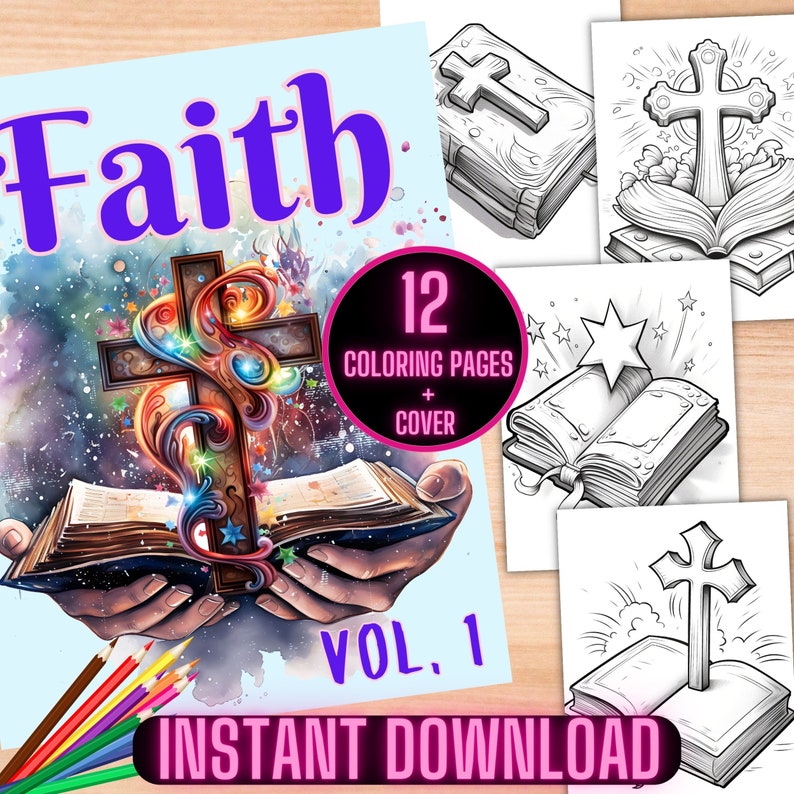 Faith Coloring Book, Religious Coloring Pages, Large Print Bible ...