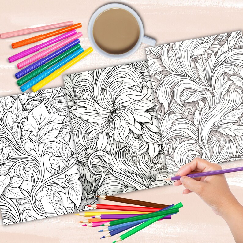 Zentangle Flowers Coloring Book, Floral Coloring Pages, Botanical ...