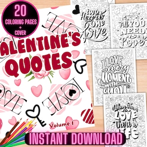 Valentine's Day Quotes Coloring Book, Love Quotes Coloring Book ...