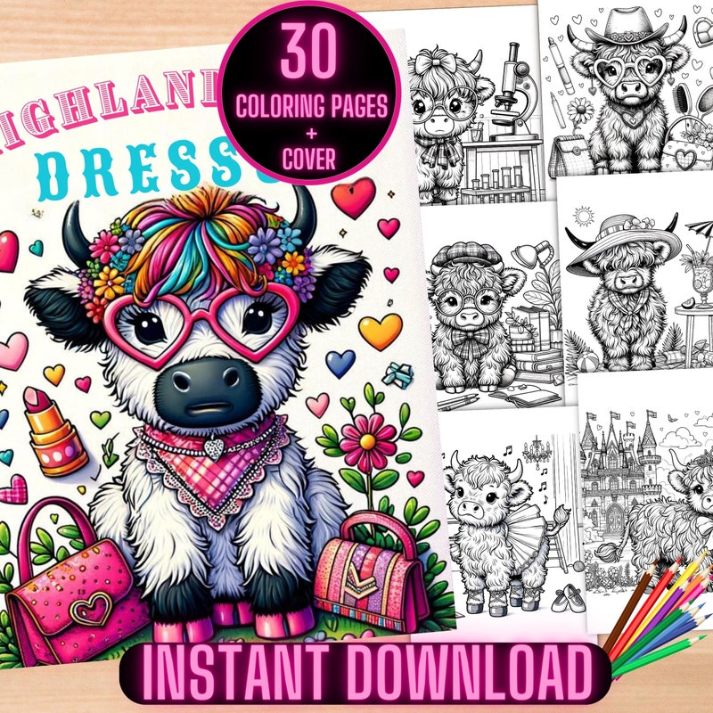 Highland Cow Coloring Books - Etsy