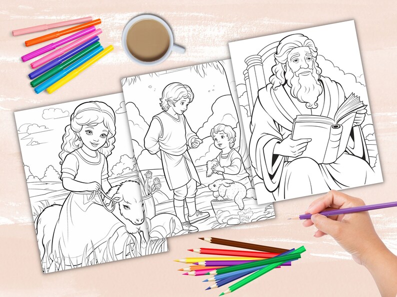 Bible Stories Coloring Book Religious Coloring Pages - Etsy
