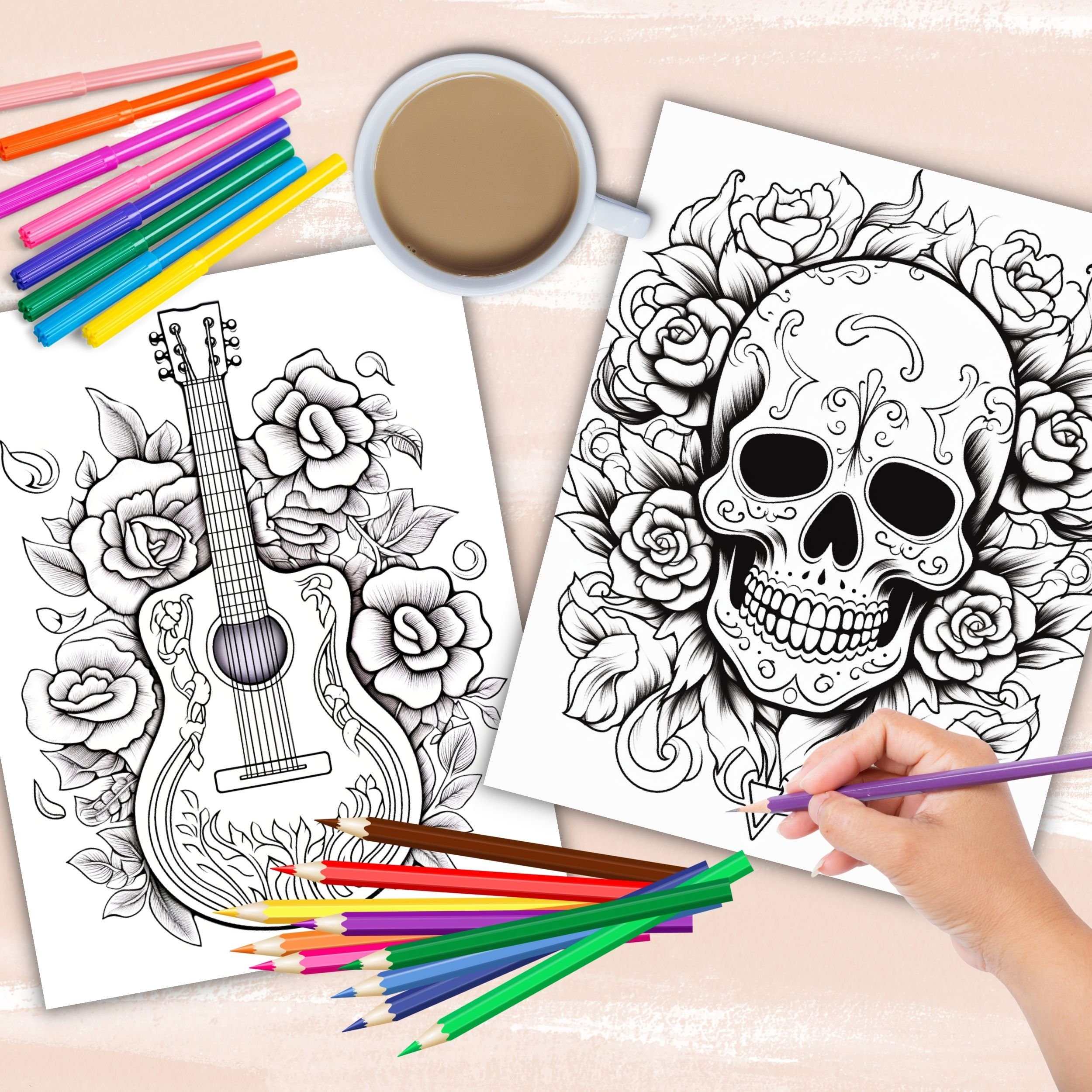 Tattoo Art Coloring Book, Tattoo Illustrations Coloring Pages, Cool ...
