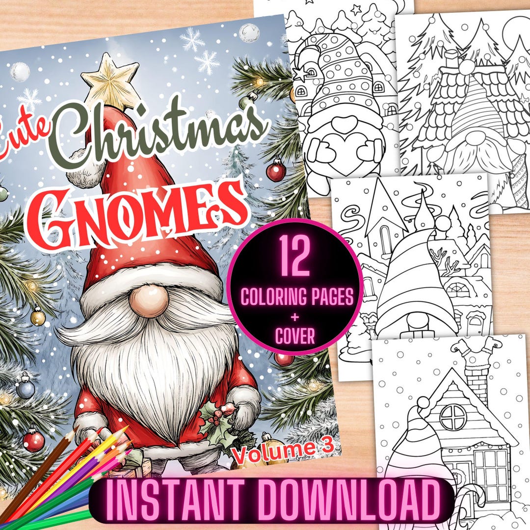 Cute Christmas Gnome Coloring Pages, Easy Gnomes Christmas Coloring ...