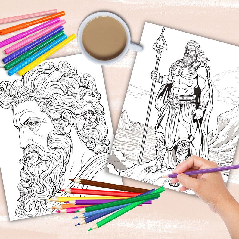 Greek Mythology Coloring Pages, Greek God Coloring Book, Printable ...