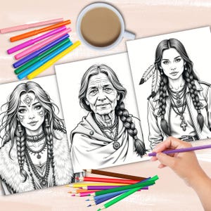 Native American Women Coloring Book, American Indian Coloring Book ...