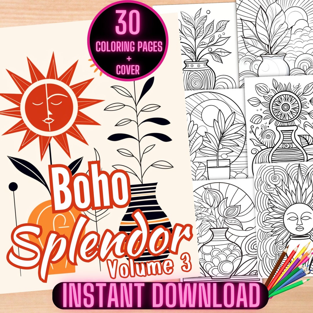Minimalist Boho Coloring Pages, Bohemian Minimalist Coloring Sheets ...