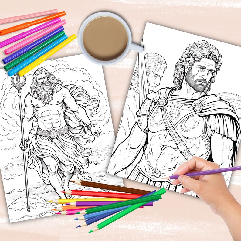Greek Mythology Coloring Pages, Greek God Coloring Book, Printable ...