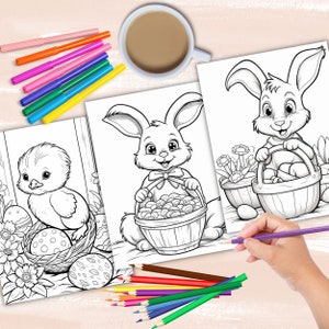 Cute Easter Coloring Pages, Easter Bunny Coloring Book, Cute Easter ...