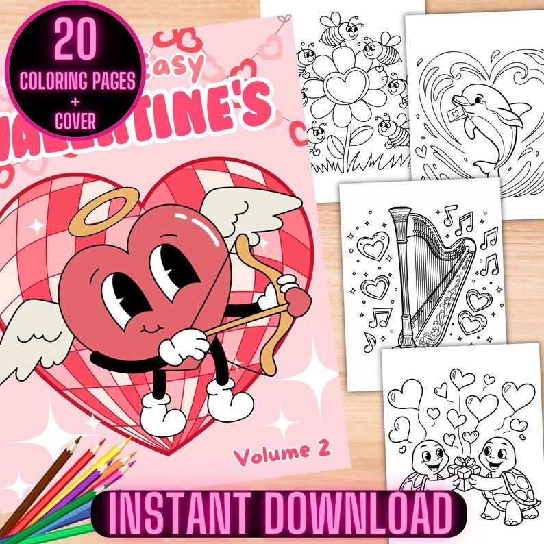 Valentines Day Coloring Book, Bold Easy Valentine Coloring Pages for ...