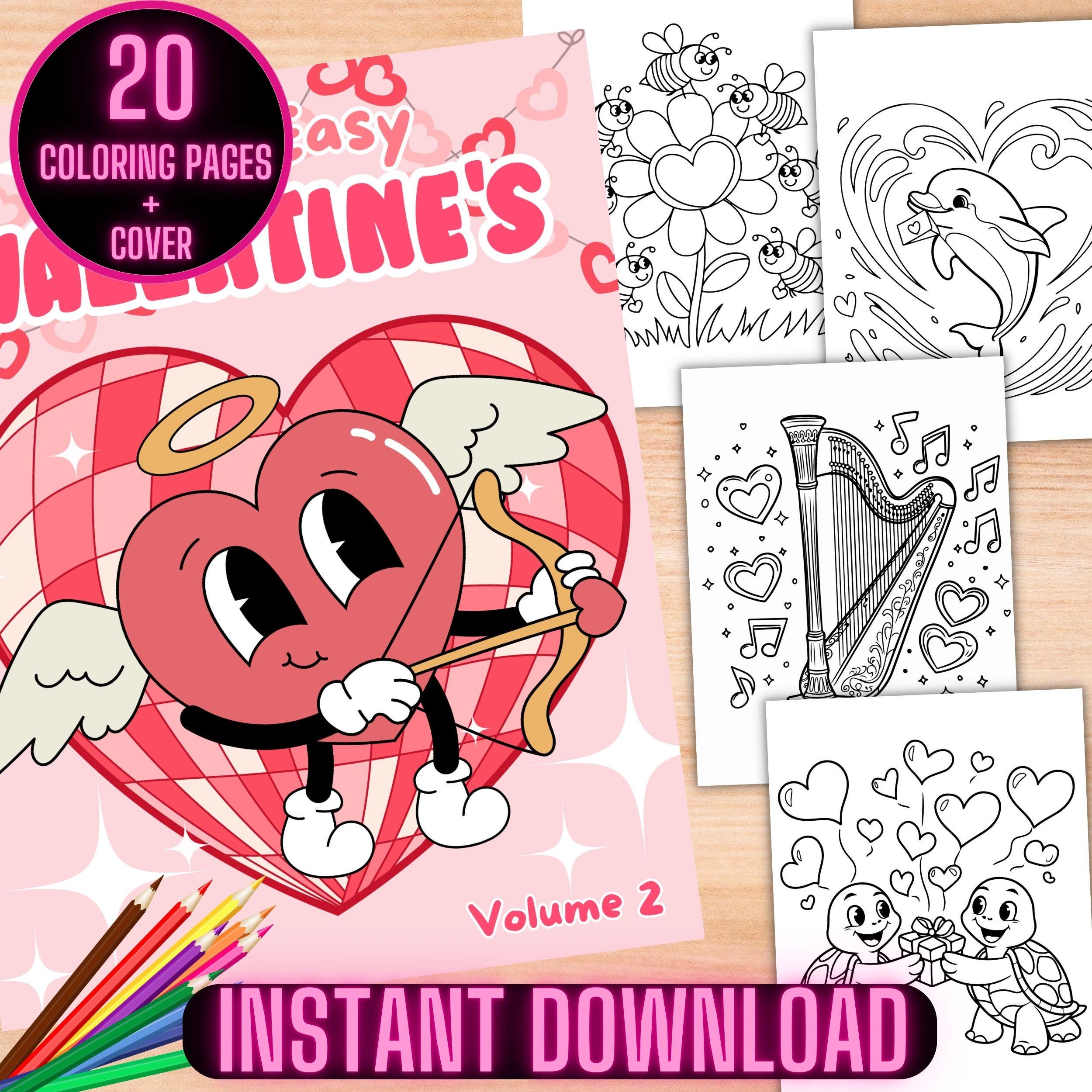 Valentines Day Coloring Book, Bold Easy Valentine Coloring Pages for ...