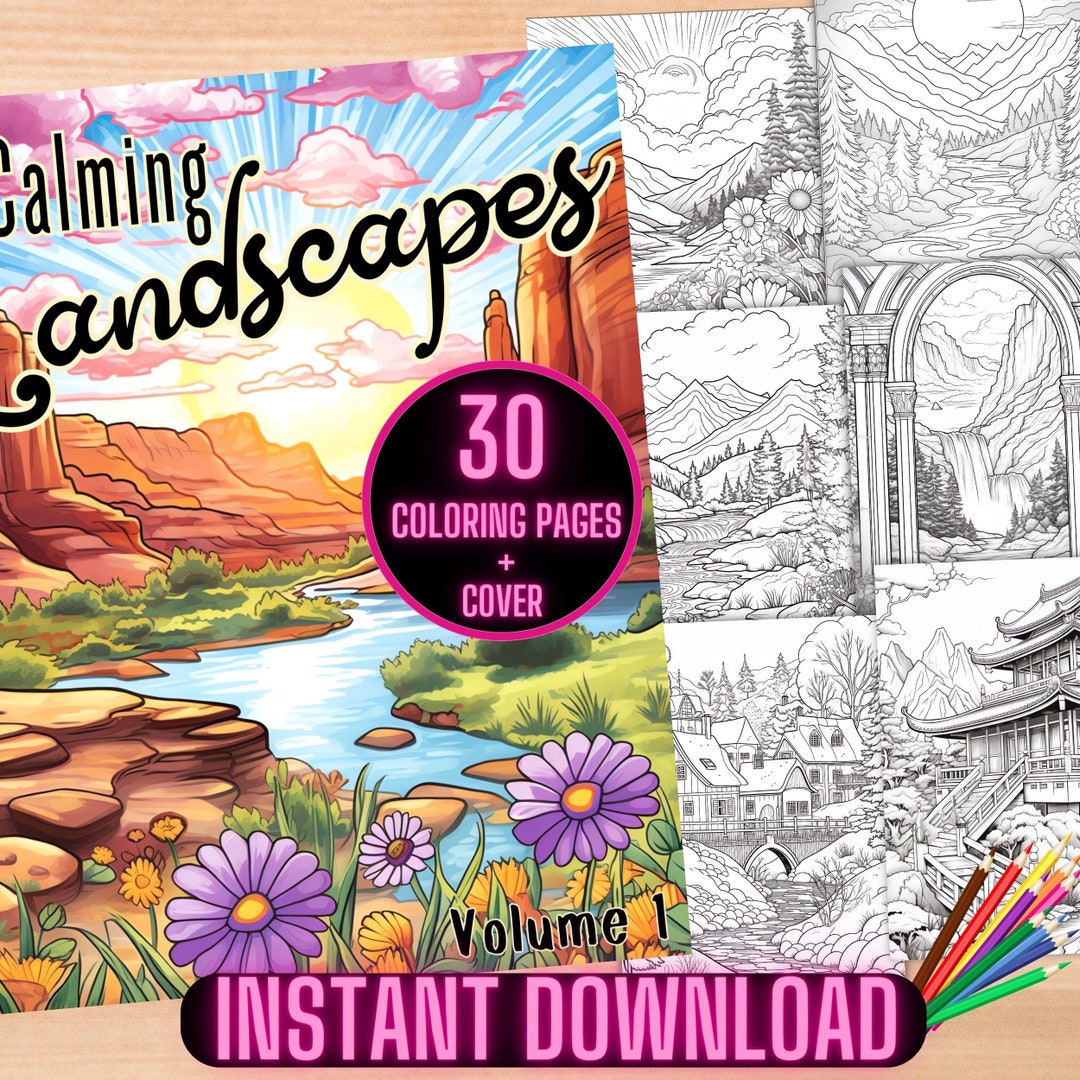 Calming Landscapes Coloring Book, Relaxing Ocean Views Beach Coloring ...