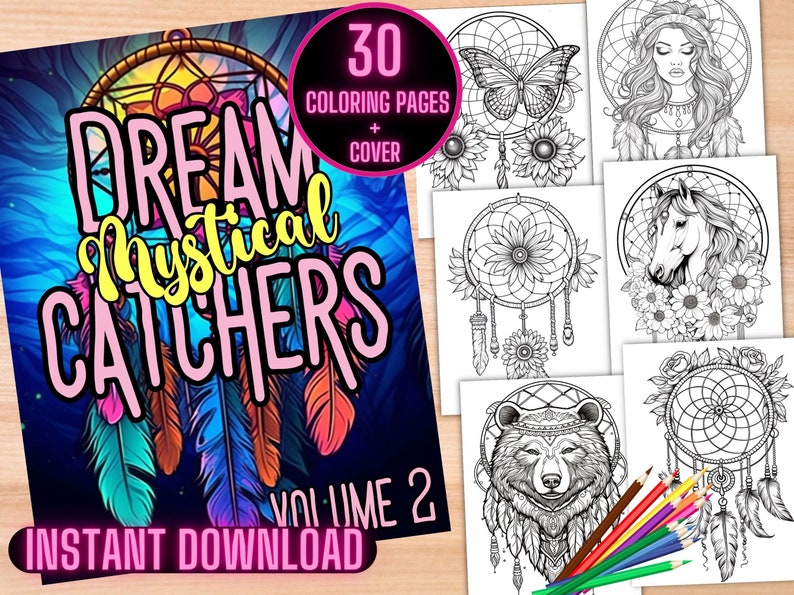 Mystical Dream Catchers Coloring Pages Tribal Coloring Pages - Etsy